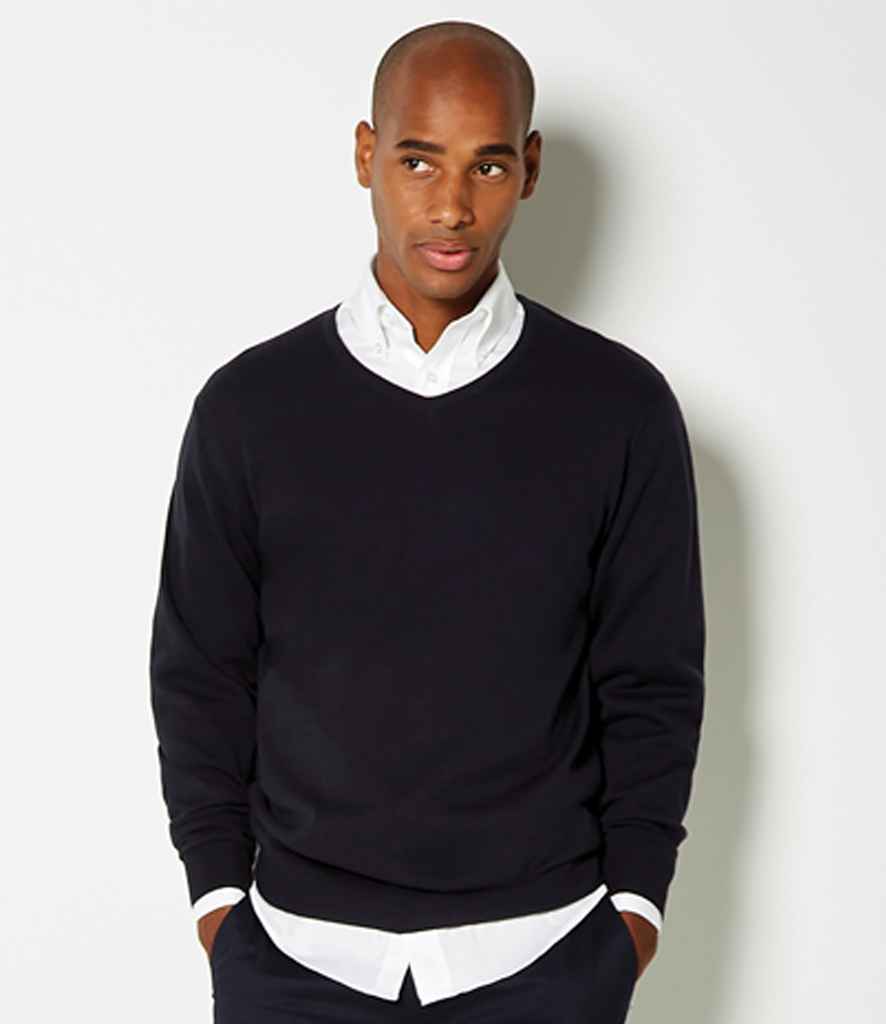Kustom Kit Arundel Cotton Acrylic V Neck Sweater | Navy